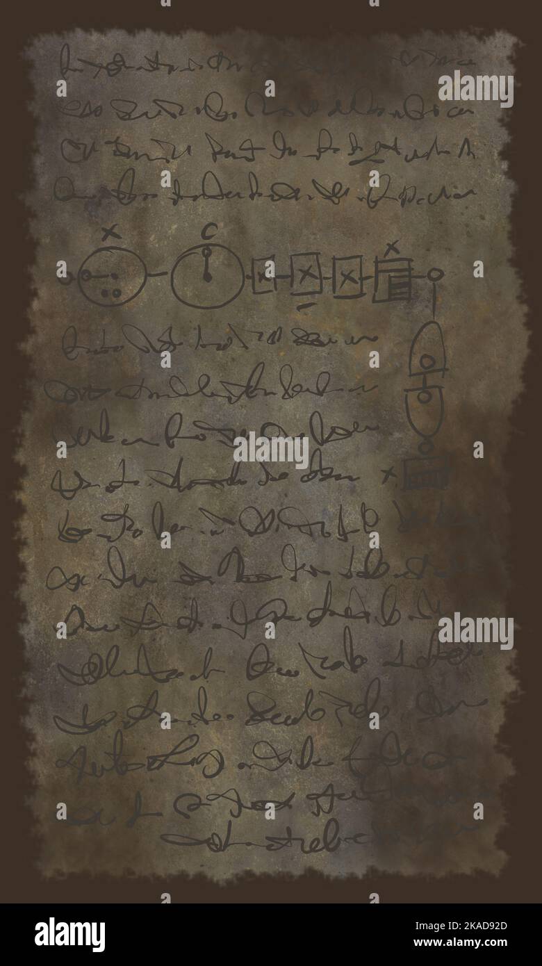 Abstract text. Imitation of a very old handwriting of an unknown ...