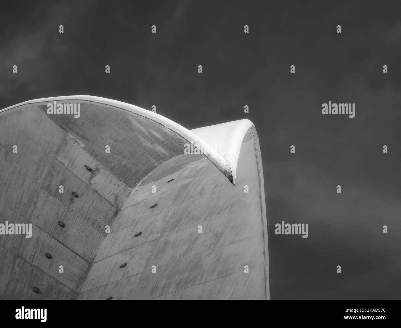 A grayscale shot of a part of the building of Auditorio de Tenerife ...