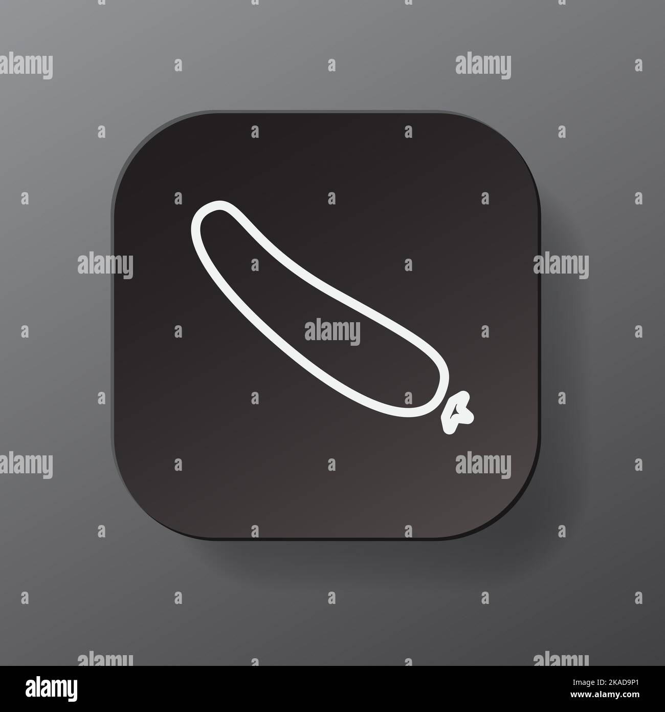 Black square button with cucumber vegetable icon, white outline ...