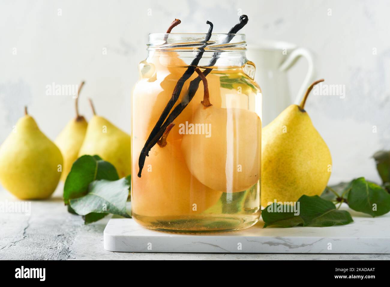 Canned pear compote with vanillin. Pear compote. Homemade delicious ...