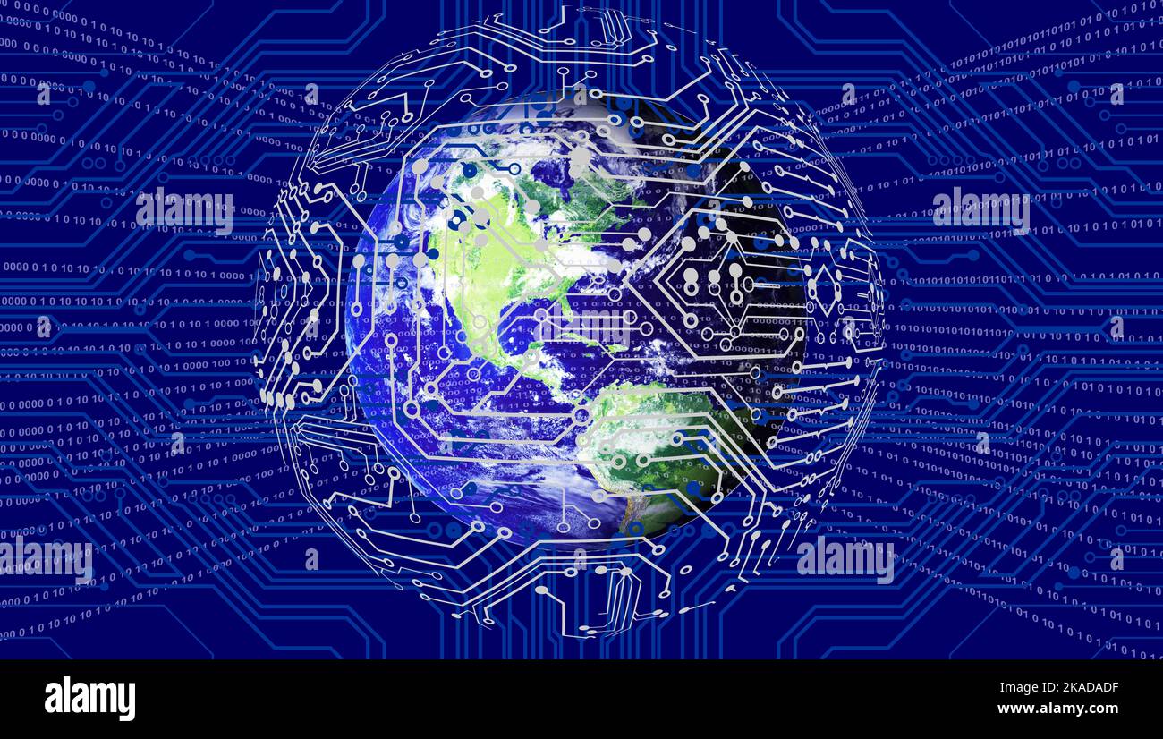 Abstract futuristic globe cogs technology background concept.Speed ...