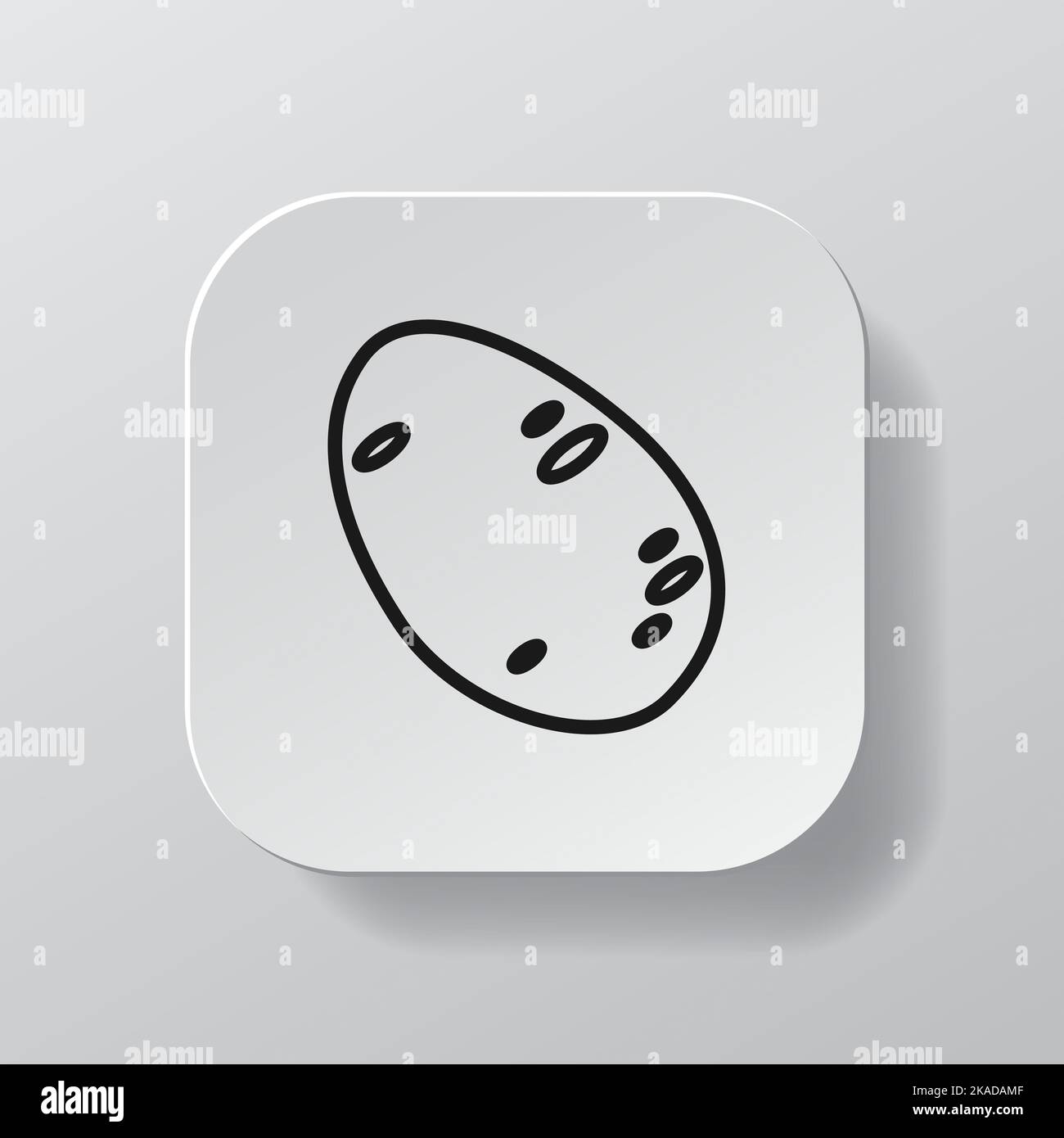 White square button with potato vegetable line icon, black outline ...