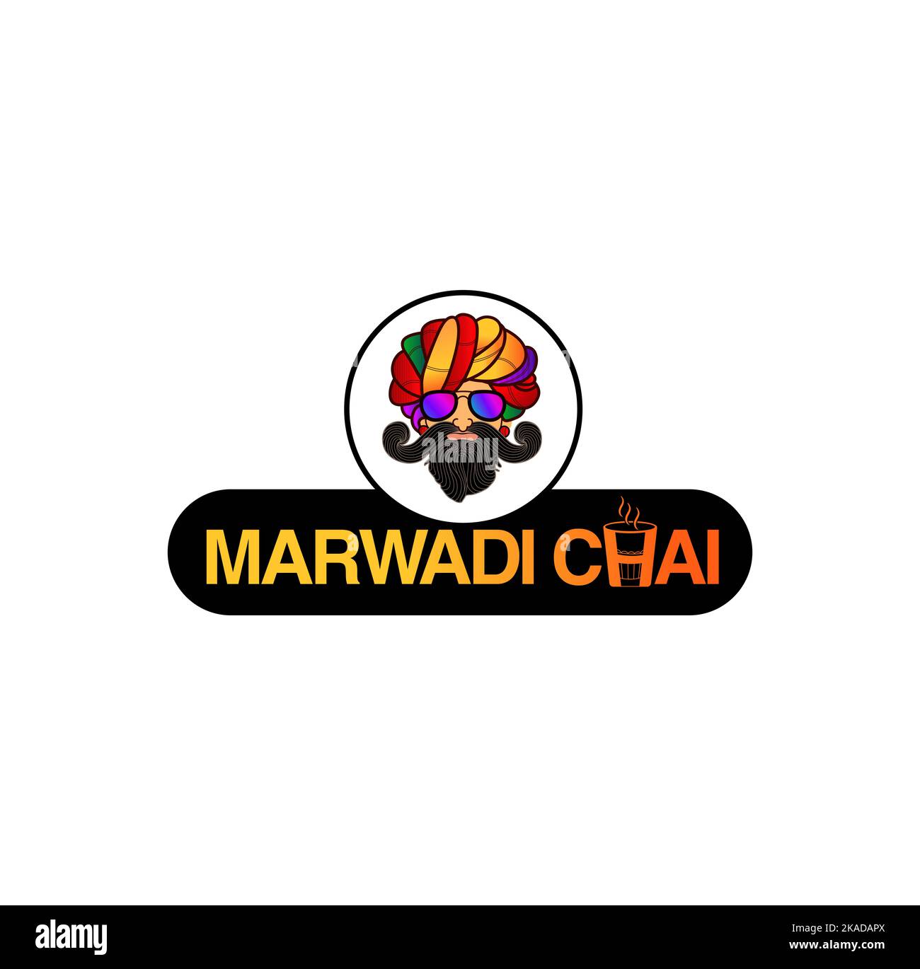 Marvadi (a Group of Hindu People) Tea logo with man face illustration ...
