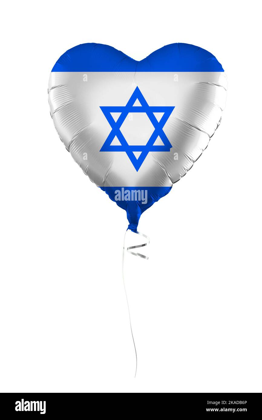 Israel concept. Balloon with Israeli flag isolated on white background ...