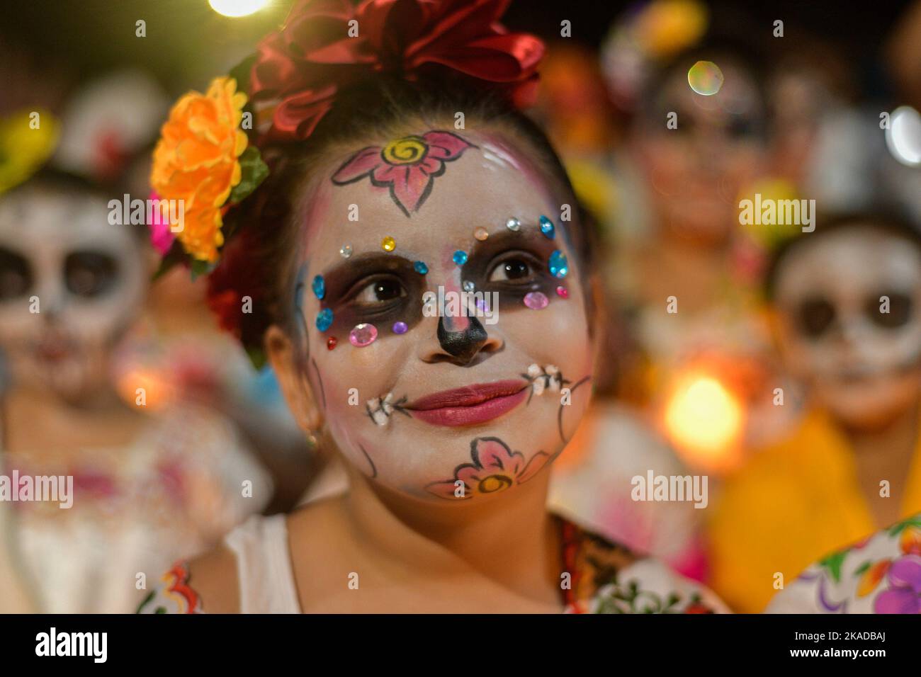 Progreso, Mexico. 1st Nov, 2022. Persons dressed with colorful regional ...