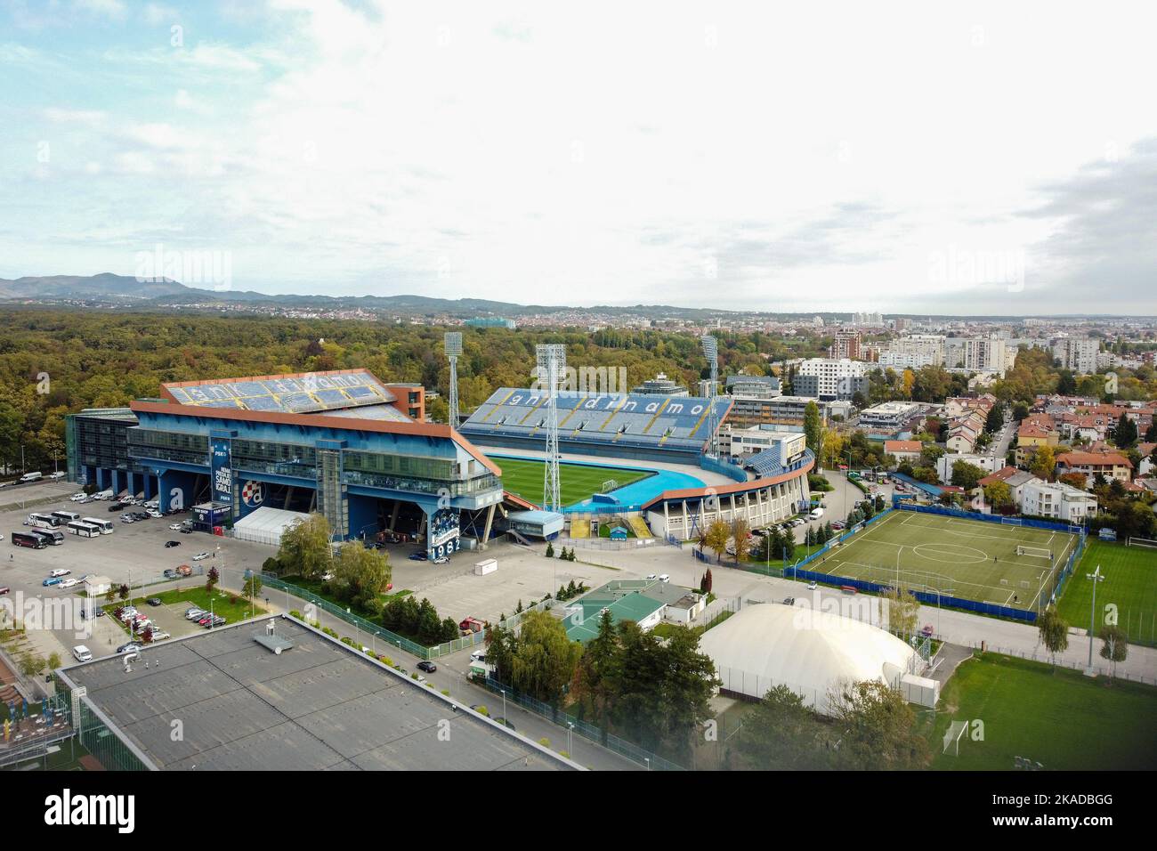 Aerial photo of Maksimir Stadium, home of GNK Dinamo Zagreb, on October ...