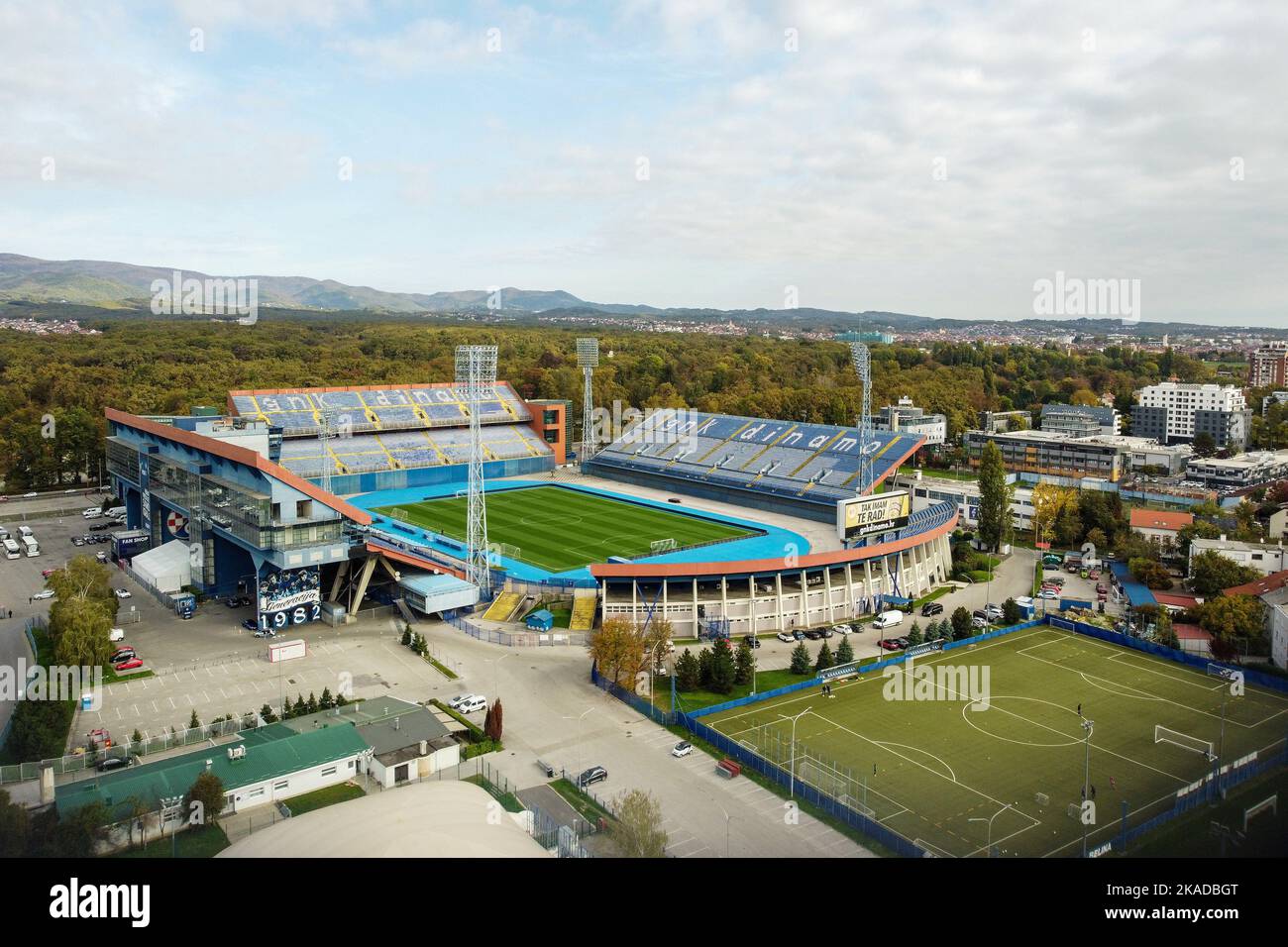 Aerial photo of Maksimir Stadium, home of GNK Dinamo Zagreb, on October ...