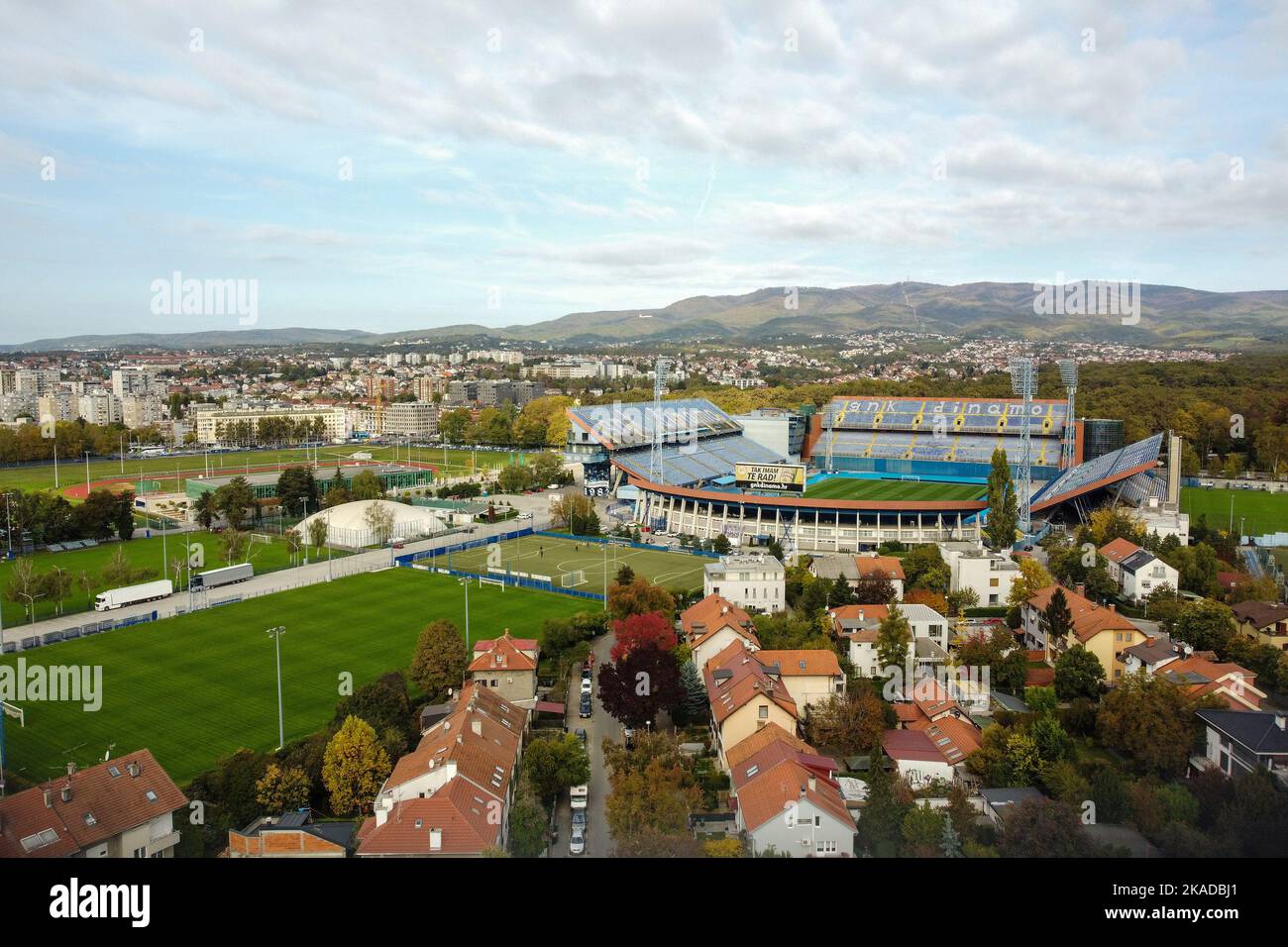 Aerial photo of Maksimir Stadium, home of GNK Dinamo Zagreb, on October ...