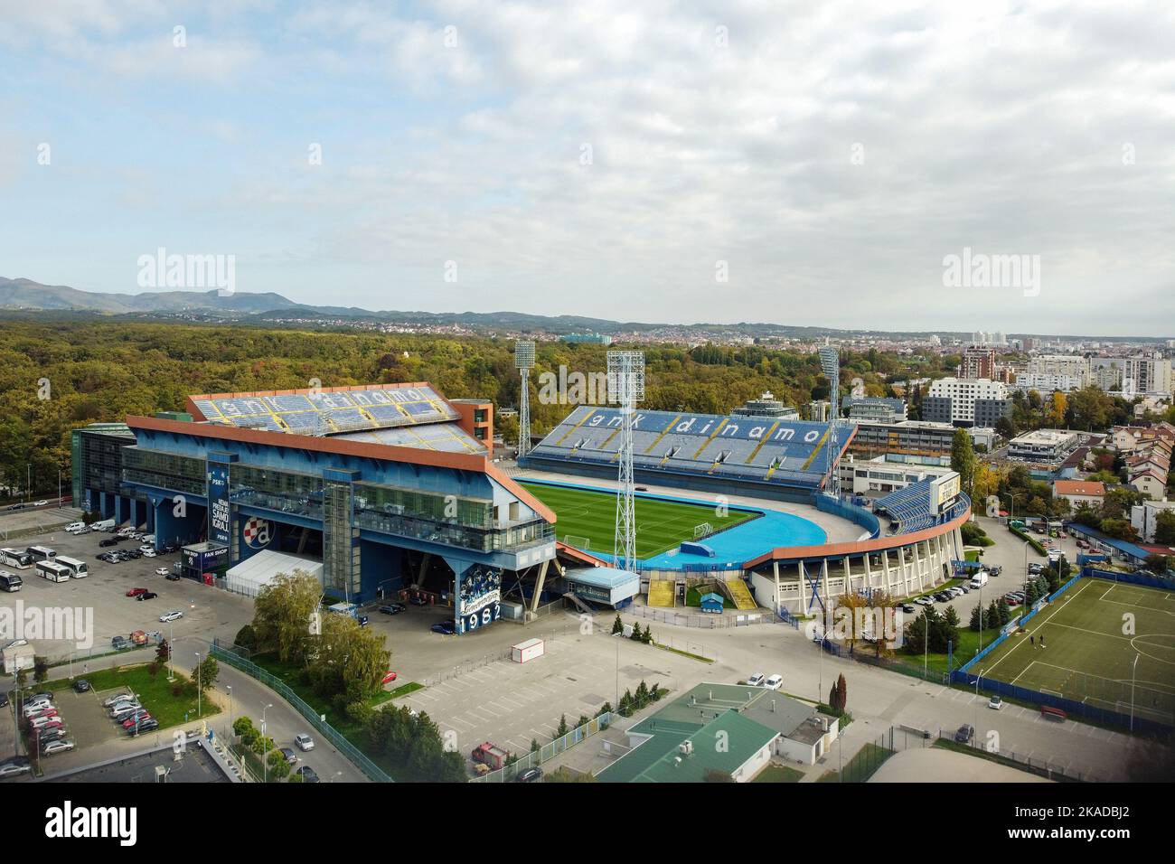 Aerial photo of Maksimir Stadium, home of GNK Dinamo Zagreb, on October ...
