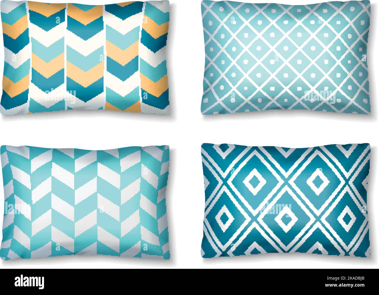 Set of isolated realistic images with pillows of different color and ...