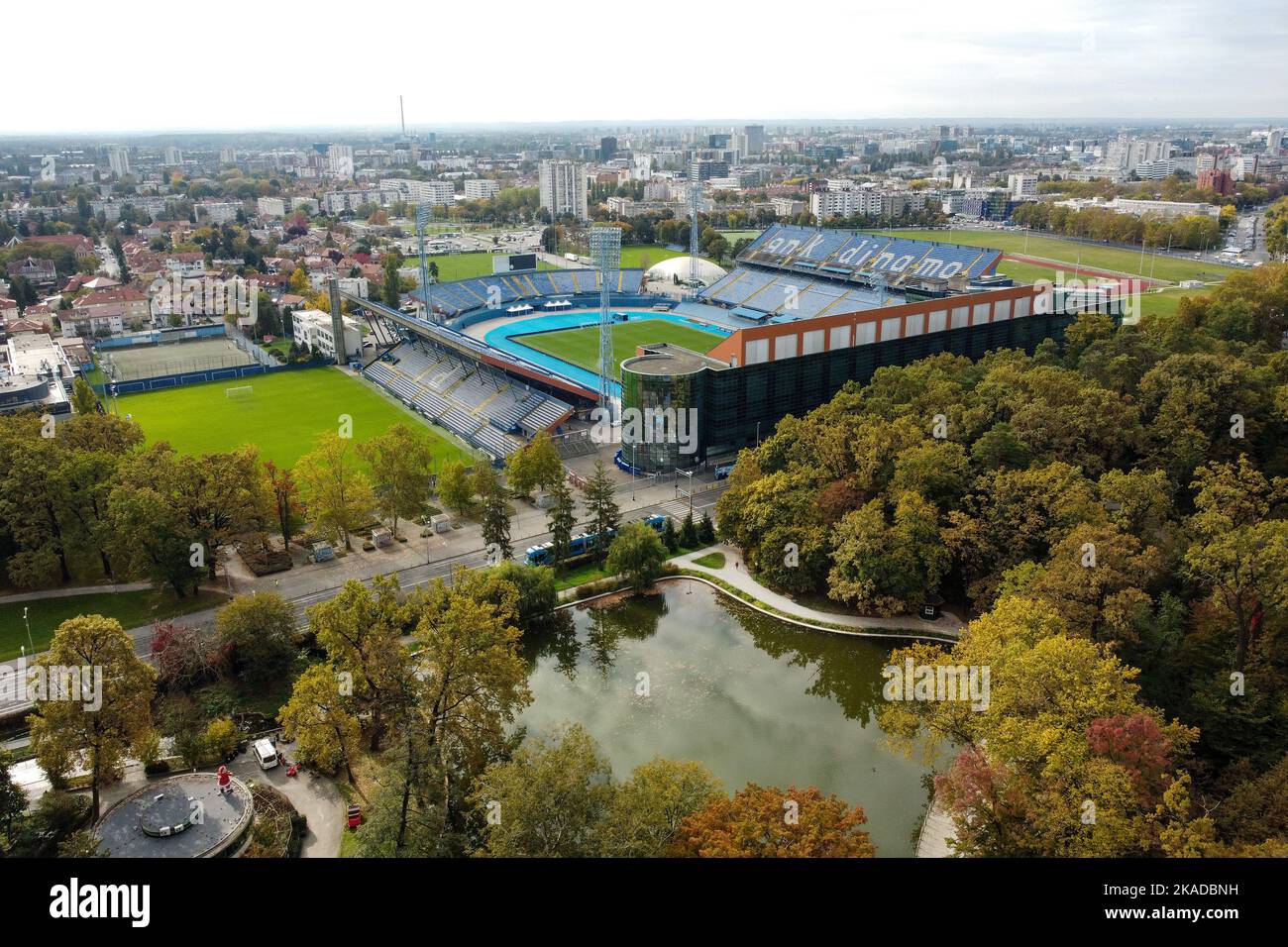 Aerial photo of Maksimir Stadium, home of GNK Dinamo Zagreb, on October ...