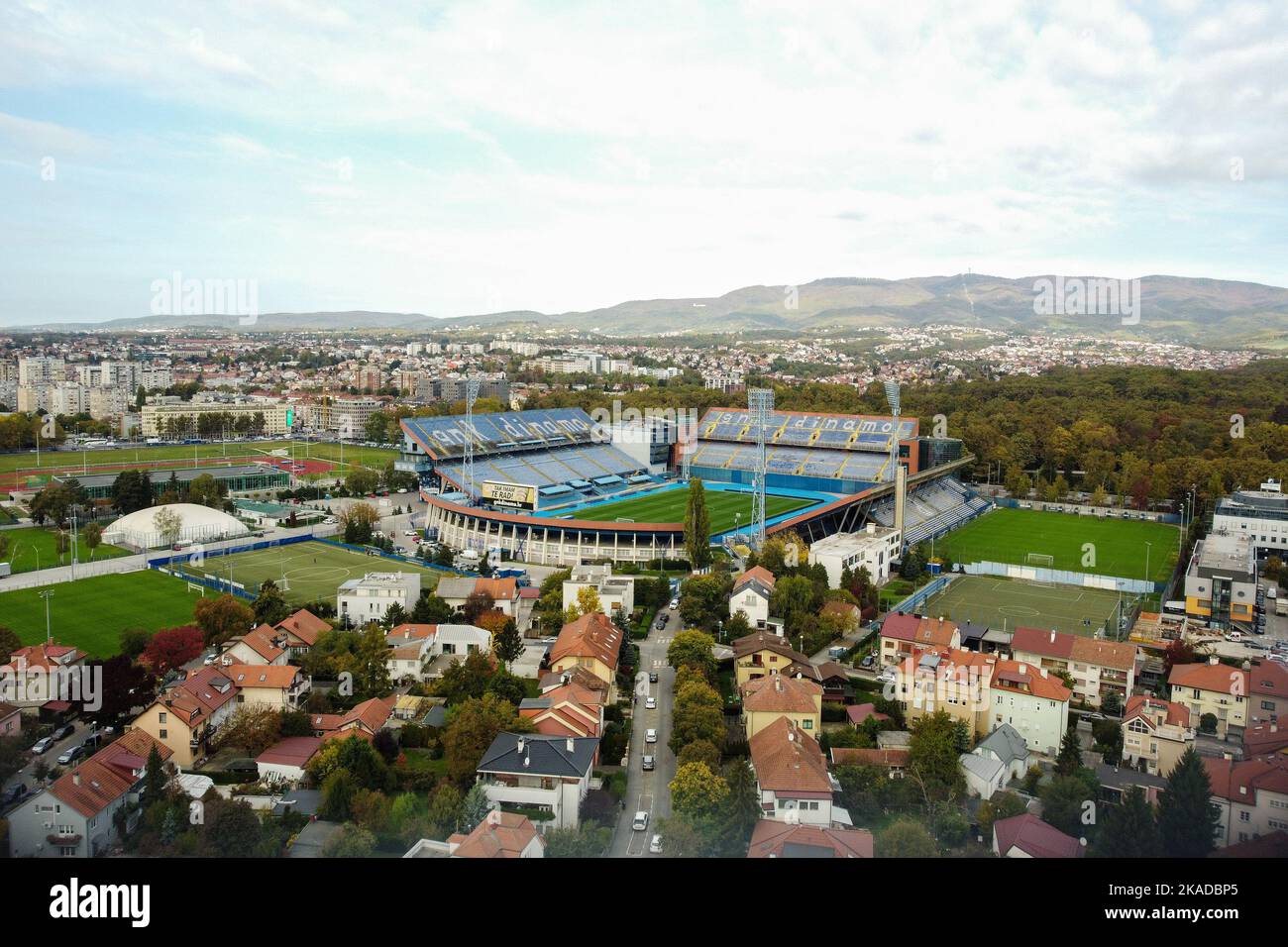 Aerial photo of Maksimir Stadium, home of GNK Dinamo Zagreb, on October ...