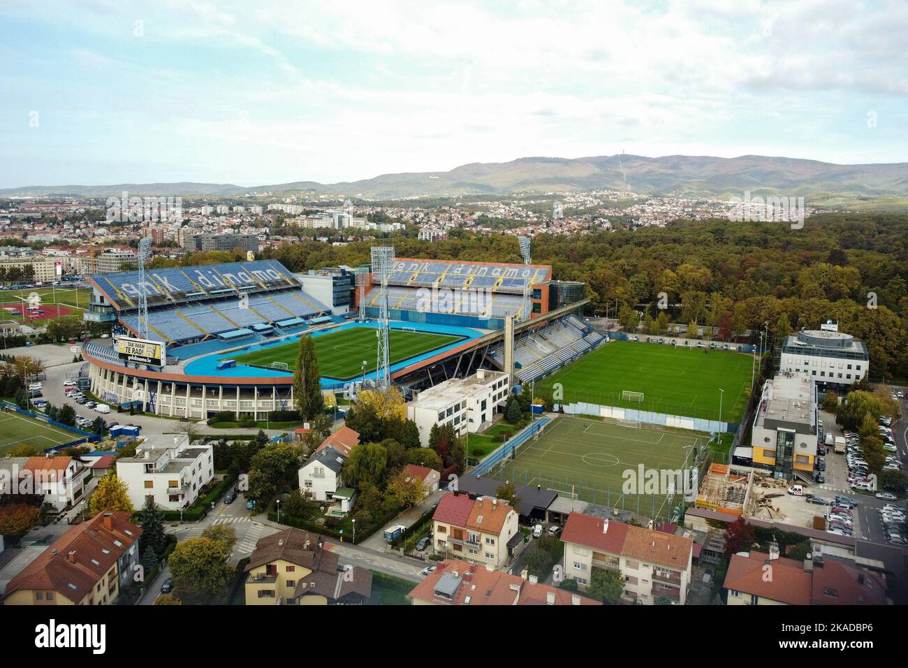 Aerial photo of Maksimir Stadium, home of GNK Dinamo Zagreb, on October ...