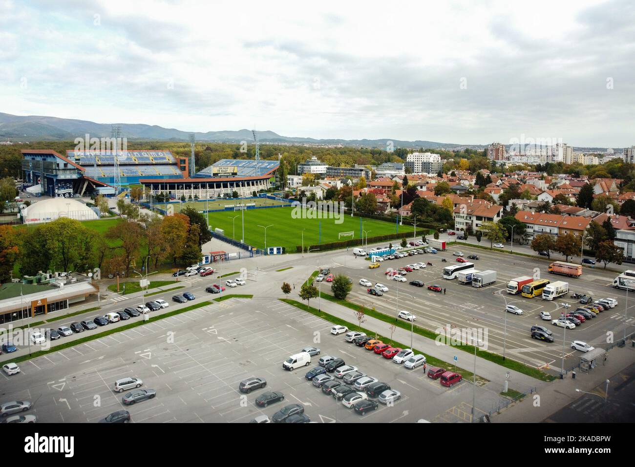Aerial photo of Maksimir Stadium, home of GNK Dinamo Zagreb, on October ...