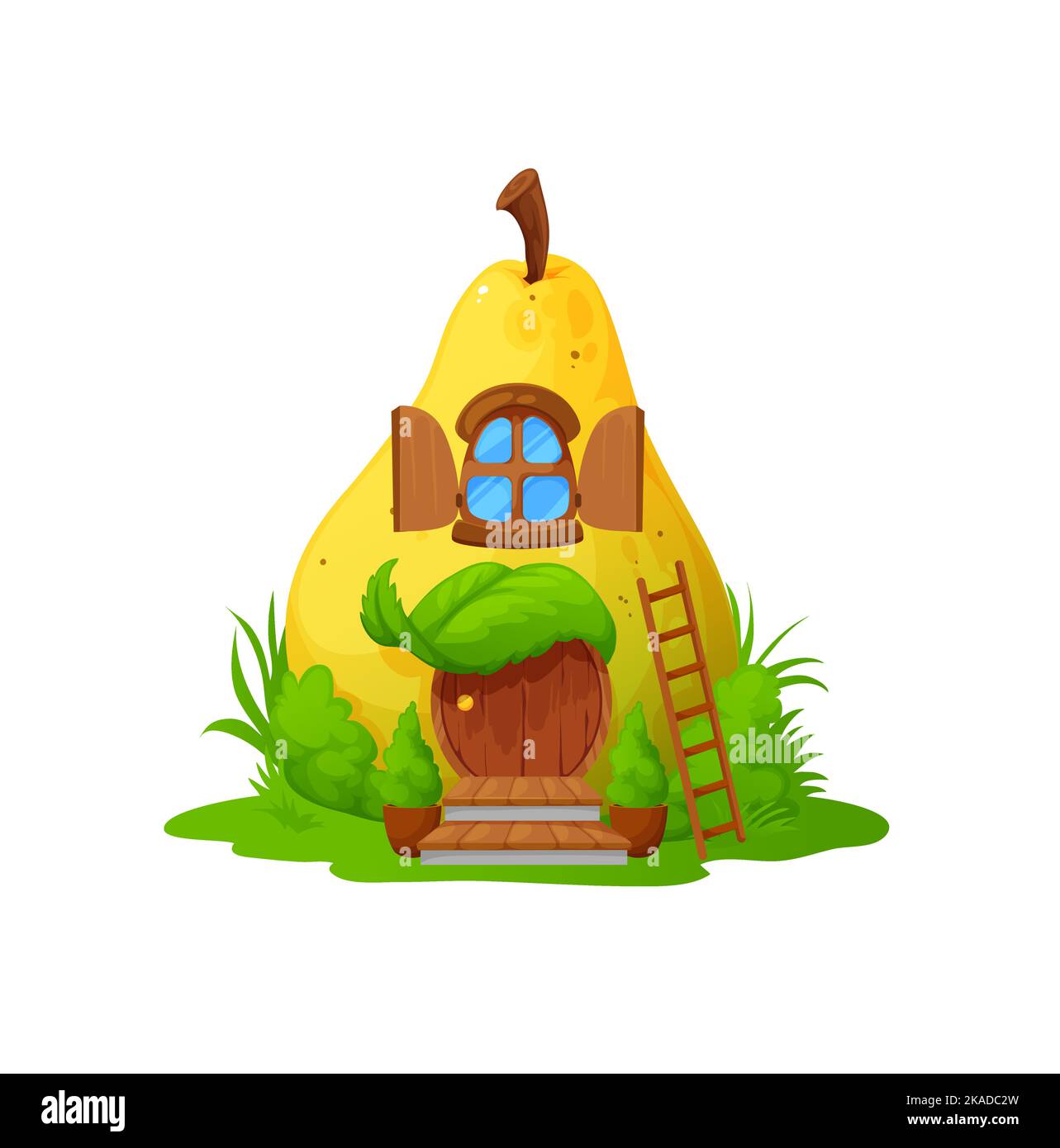 Ripe yellow pear fairytale home building or elf dwelling. Cartoon ...
