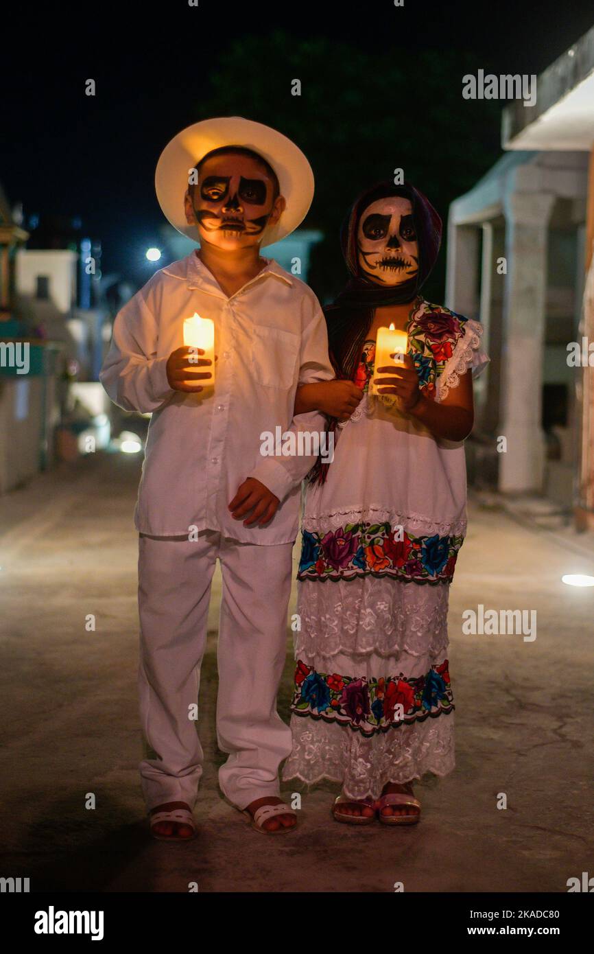 November 1, 2022, Progreso, Mexico: Persons dressed with colorful ...