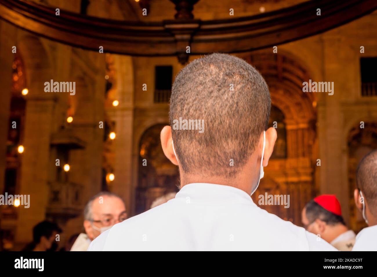 Catholics and priests praying inside the basilica Cathedral at Largo do ...