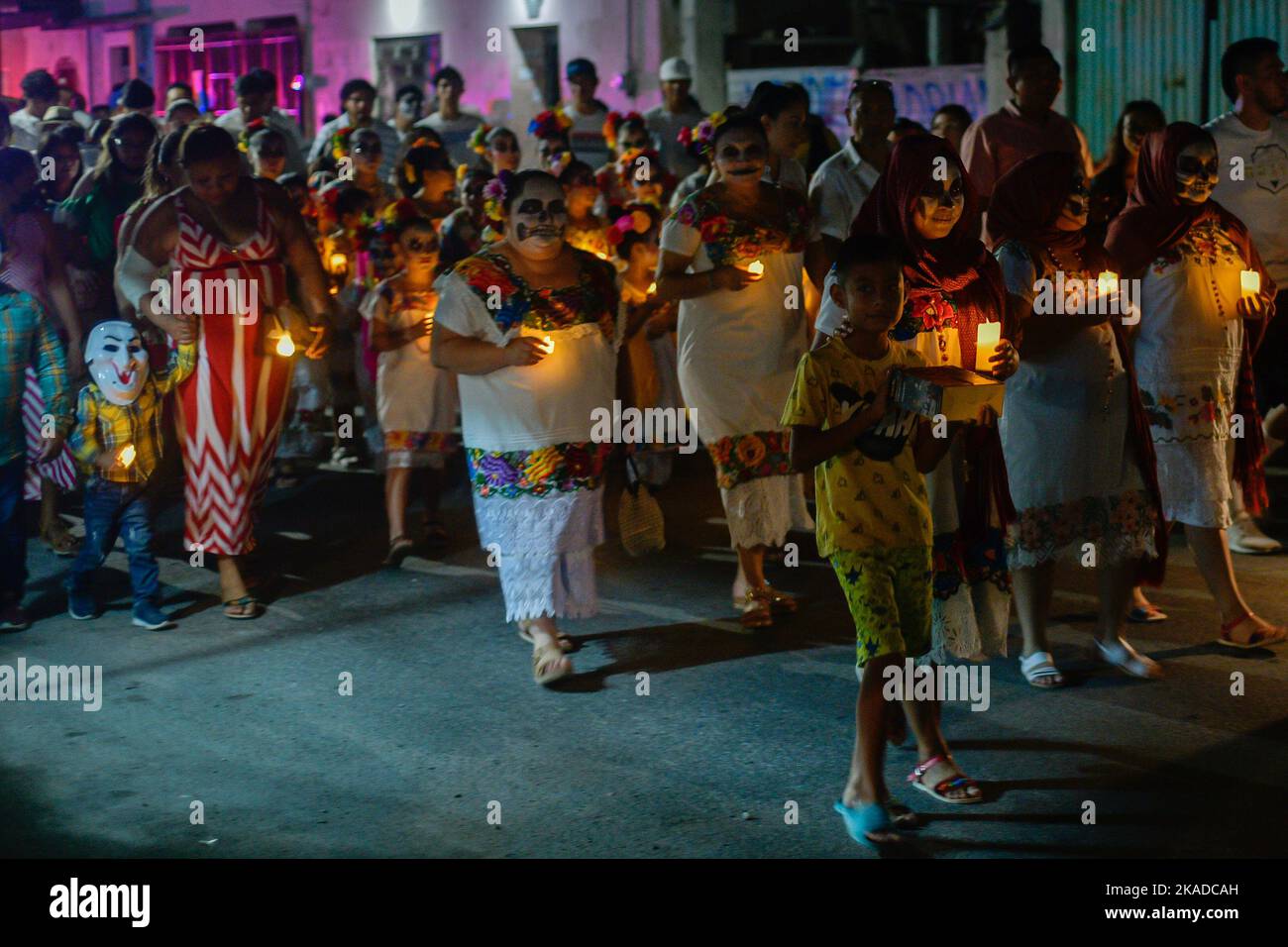 November 1, 2022, Progreso, Mexico: Persons dressed with colorful ...