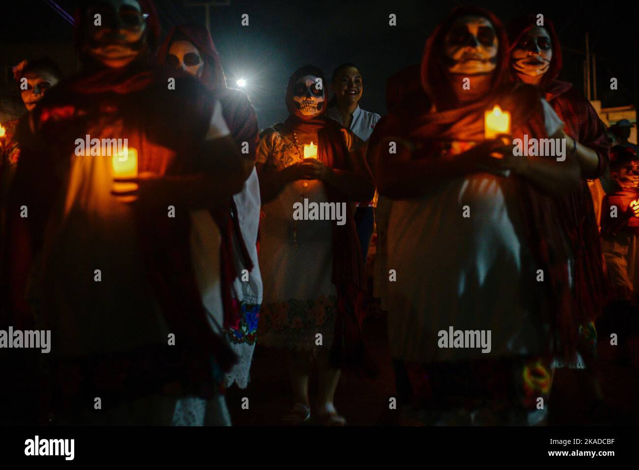 November 1, 2022, Progreso, Mexico: Persons dressed with colorful ...