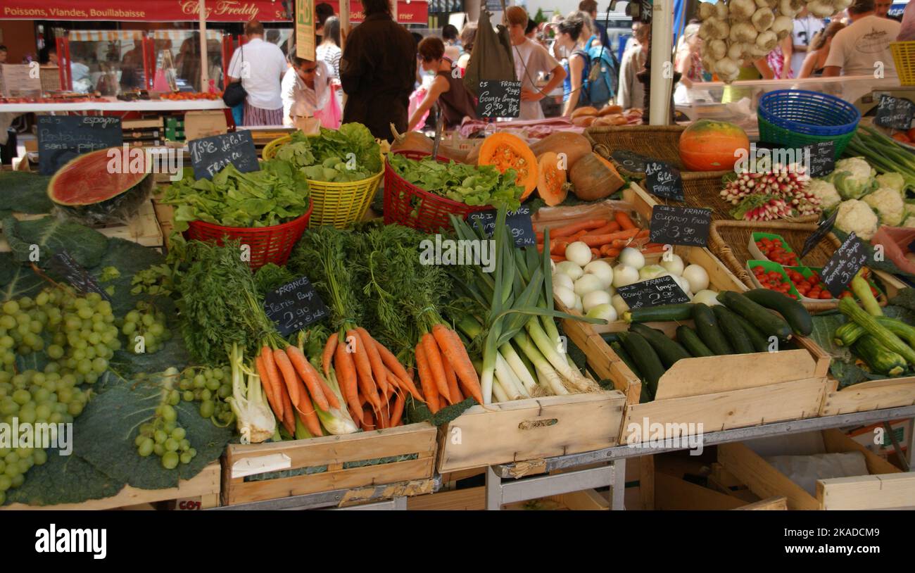A group of people at the busy market in Nice, France Stock Photo - Alamy