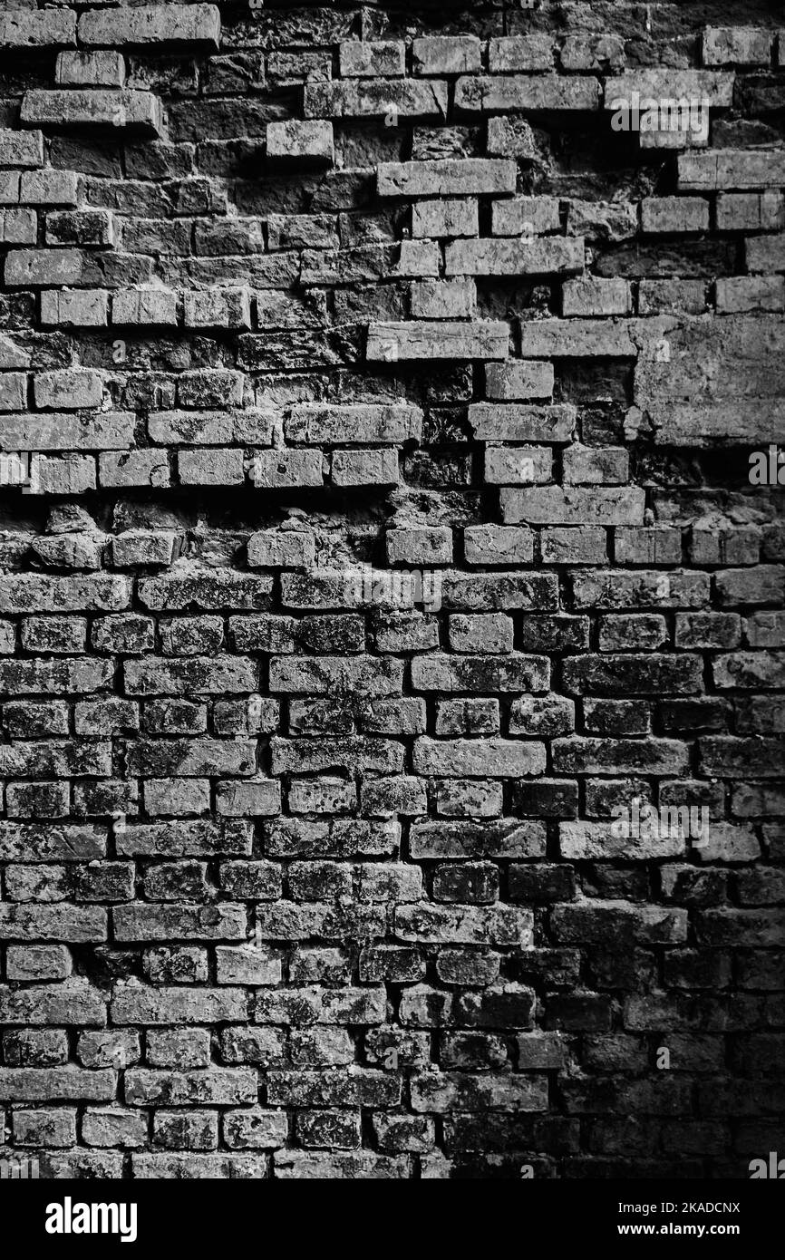 A vertical grayscale closeup of brick wall texture Stock Photo - Alamy
