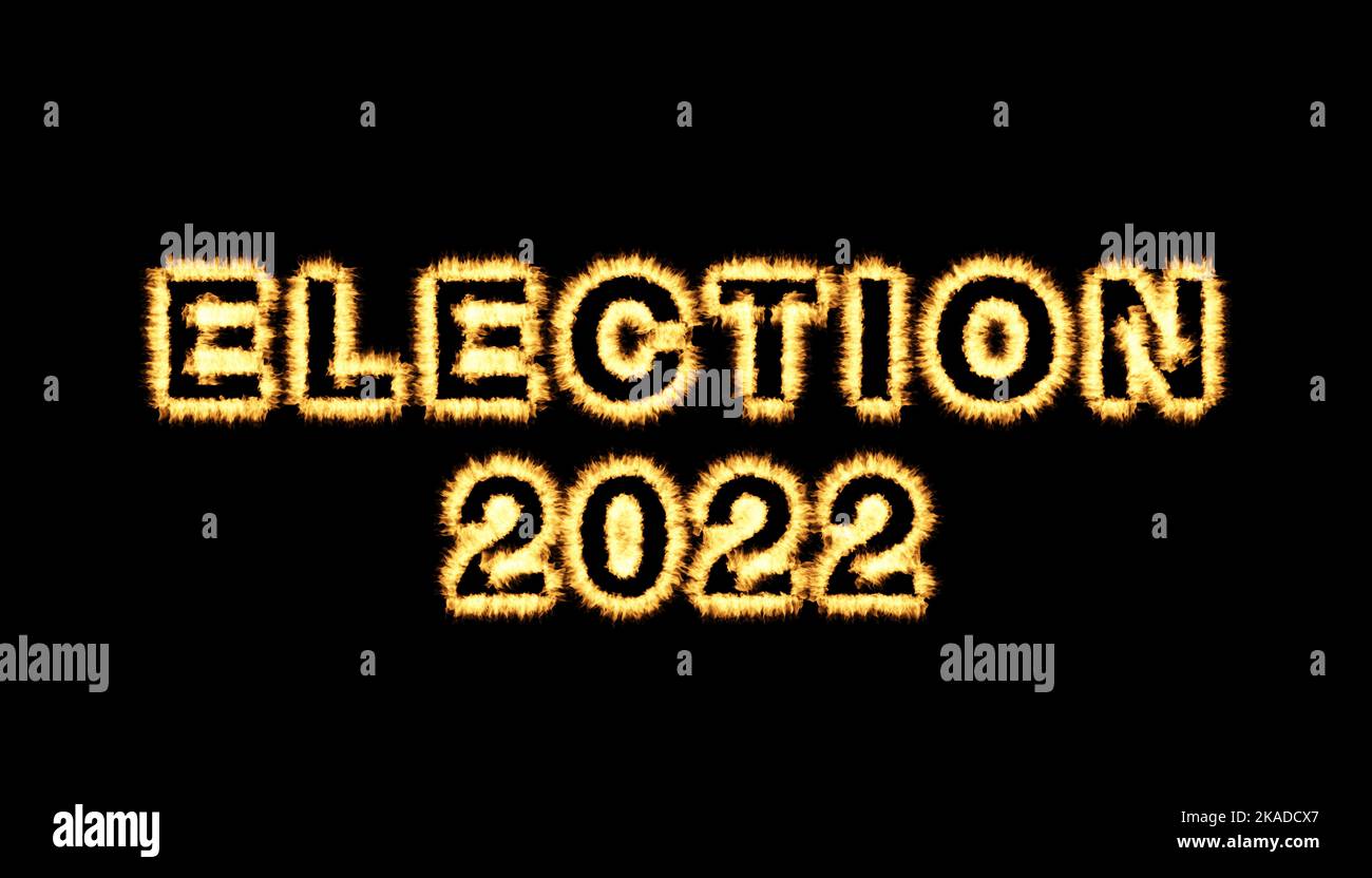USA Election 2022 text with flame effect on black background Stock ...