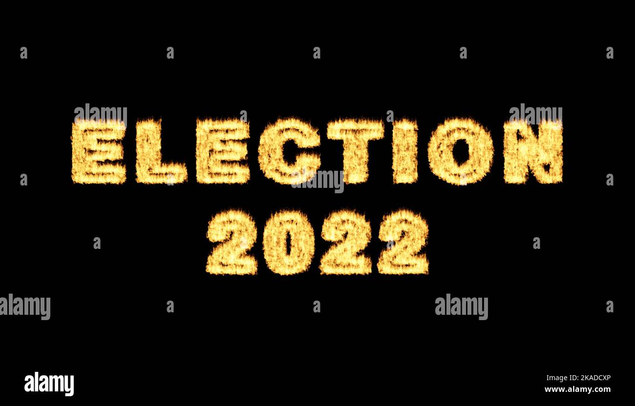 USA Election 2022 text with flame effect on black background Stock ...