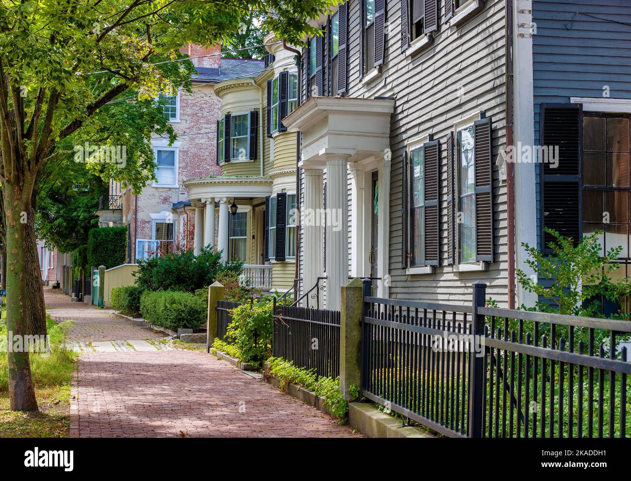 Salem, Massachusetts, USA - September 3, 2022: Homes and trees with ...