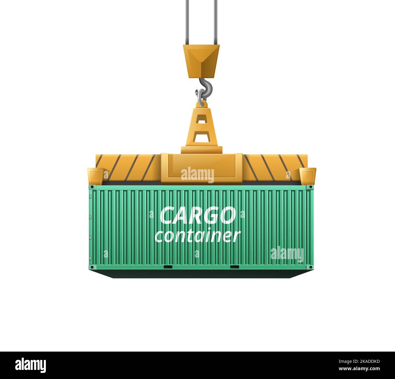 Realistic green cargo container on crane hook vector illustration hi-res stock photography and ...