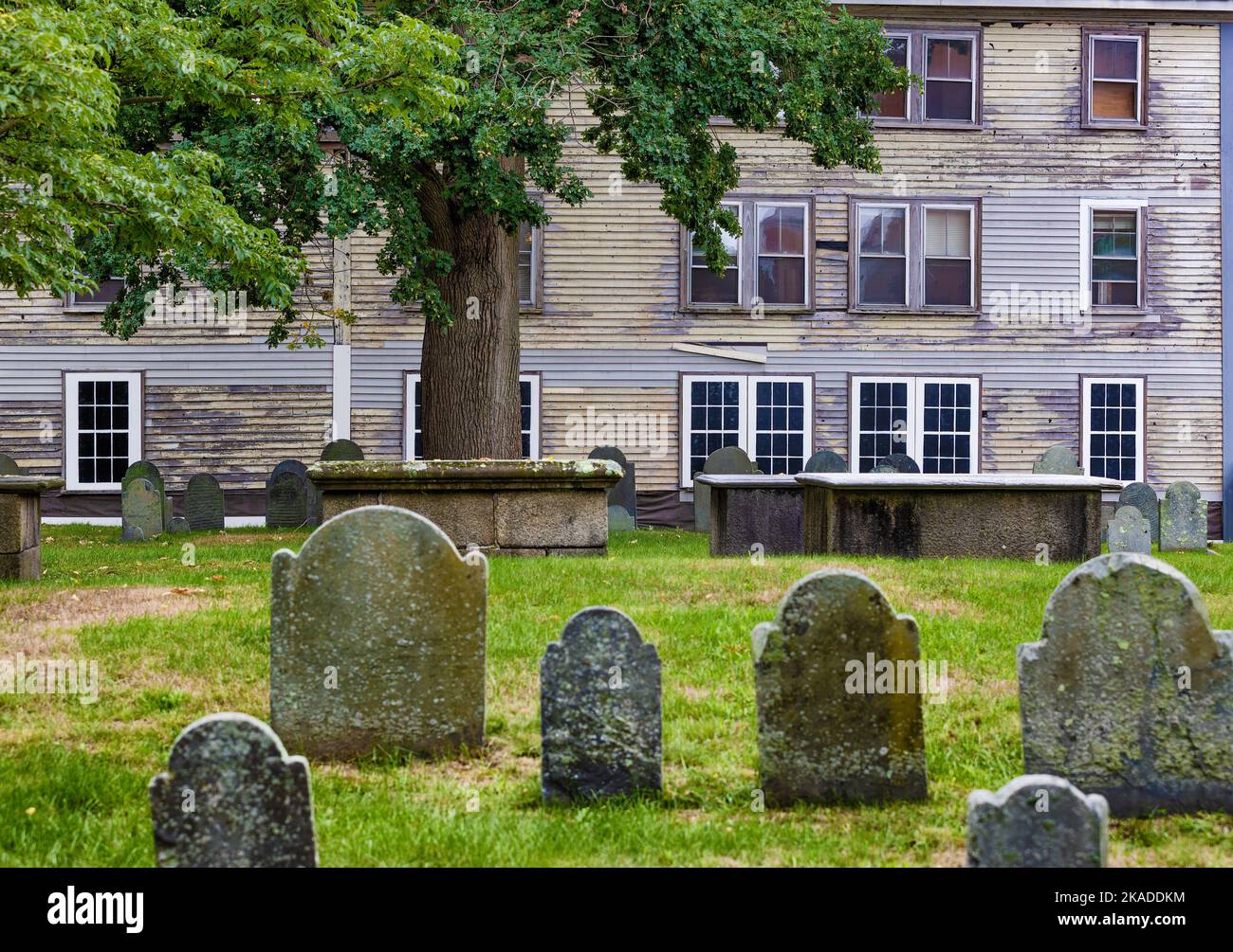Salem, Massachusetts, USA - September 3, 2022: Burying Point Cemetery, the oldest in the Salem ...