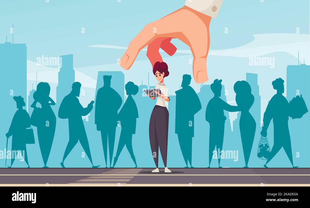 Society manipulation design concept with urban residents receiving ...