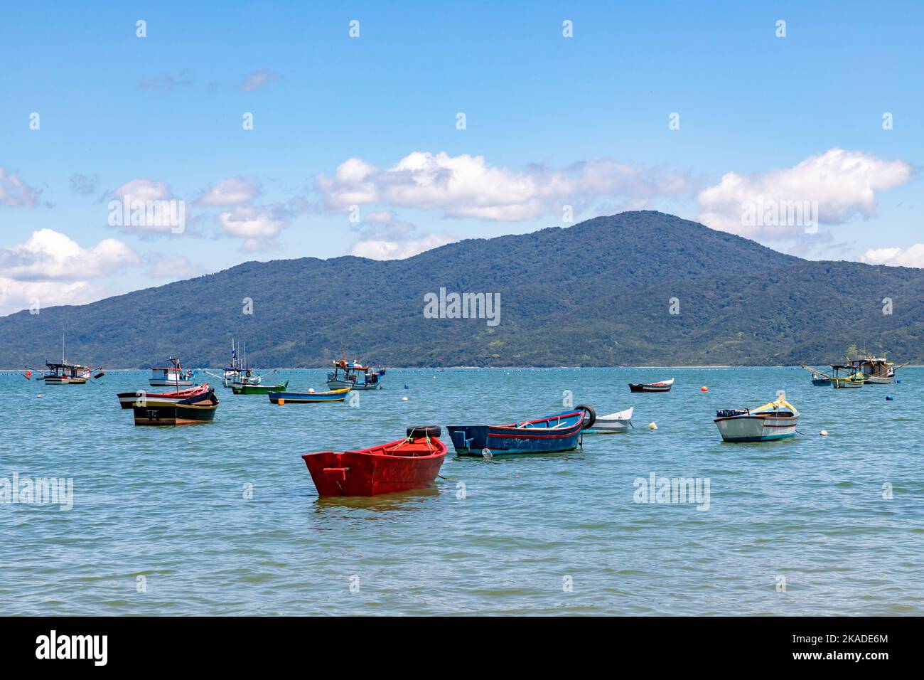 Fisherman Boats on the beach, Canto Grande beach, Bombinhas, Santa ...