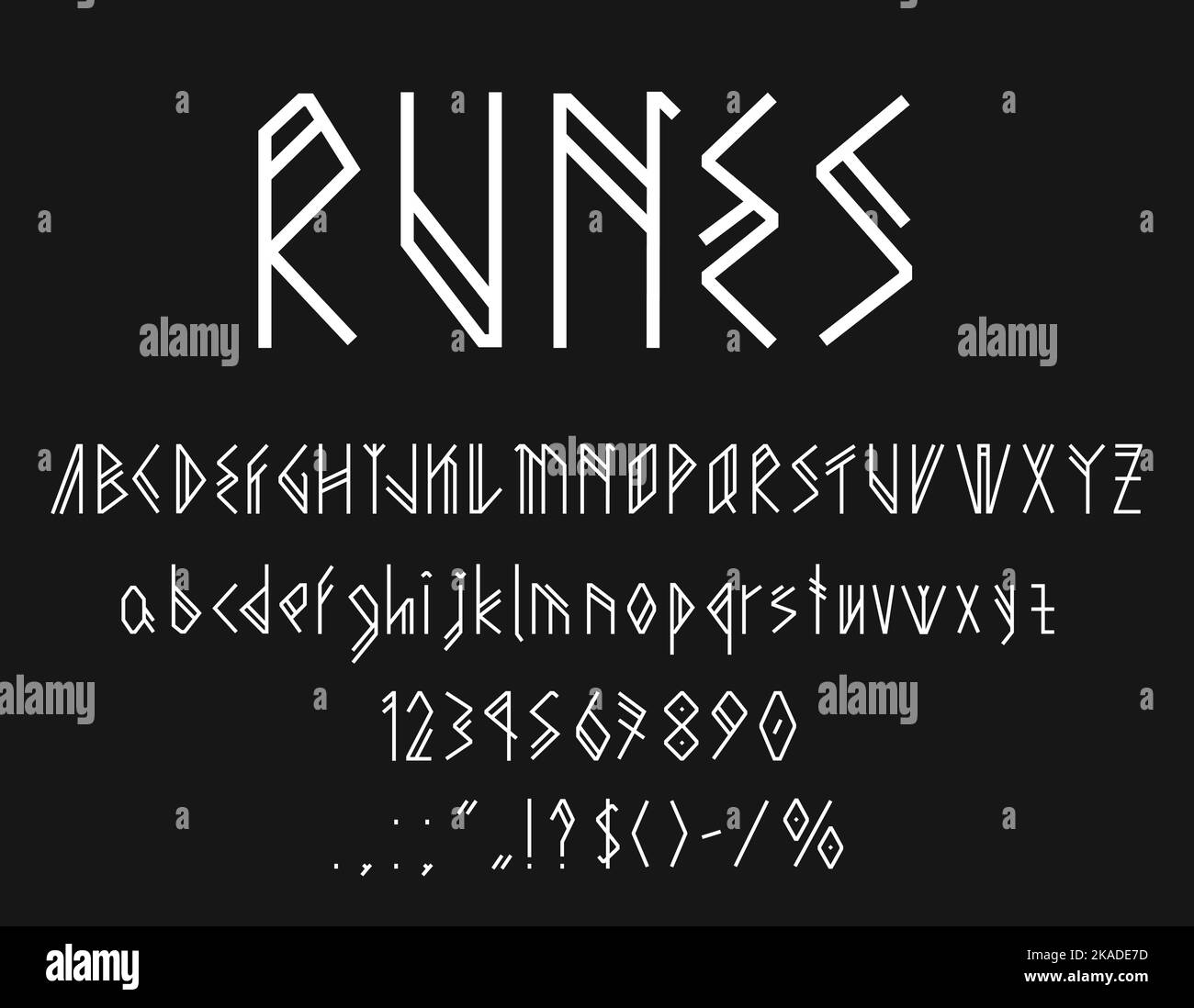 Viking runes font, scandinavian type or typeface alphabet, vector ...