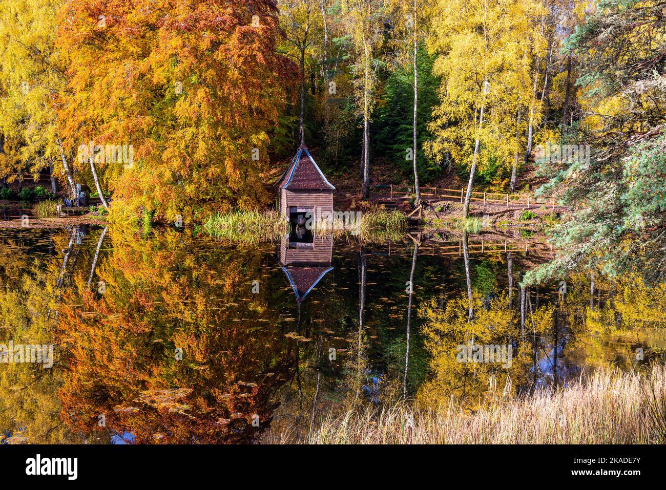Autumn at Loch Dunmore on the outskirts of Pitlochry in the county of ...