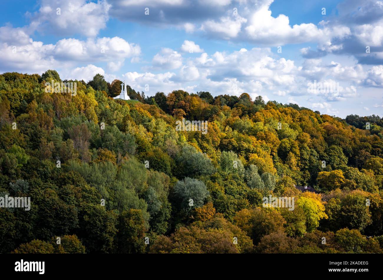 Vilnius, Lithuania - September 26, 2022: A view to The hill of Three ...