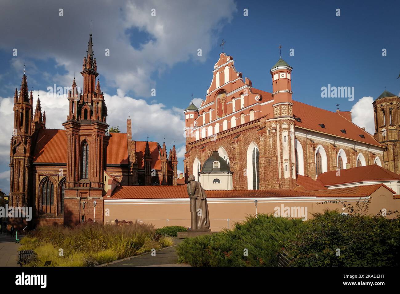 Vilnius, Lithuania - September 26, 2022: Two brick gothic churches in ...