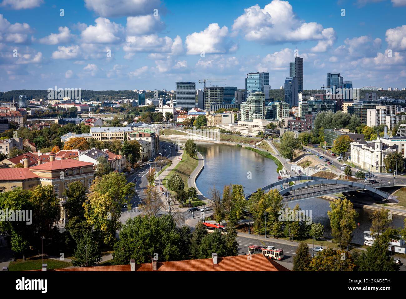 Vilnius, Lithuania - September 26, 2022: A city panorama with King ...