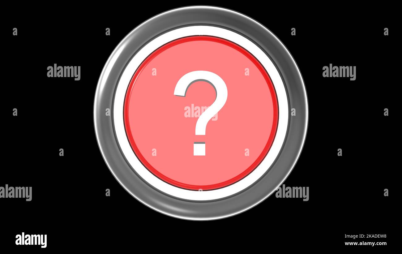 question mark button white and red isolated illustration 3d render ...