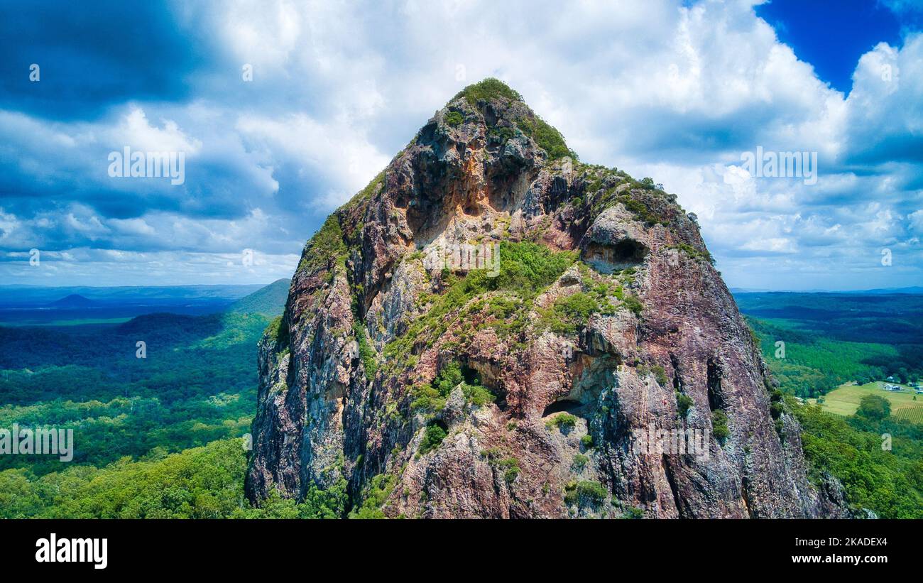 A beautiful scene of Glasshouse Mountains, Queensland, Australia Stock ...