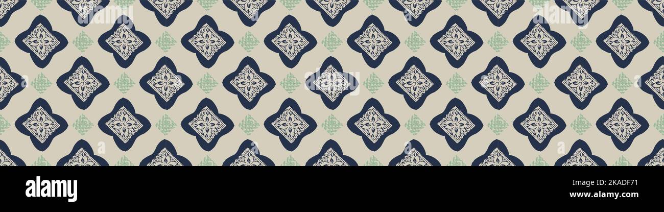 Hand drawn retro block print seamless border. Vector vintage design for ...