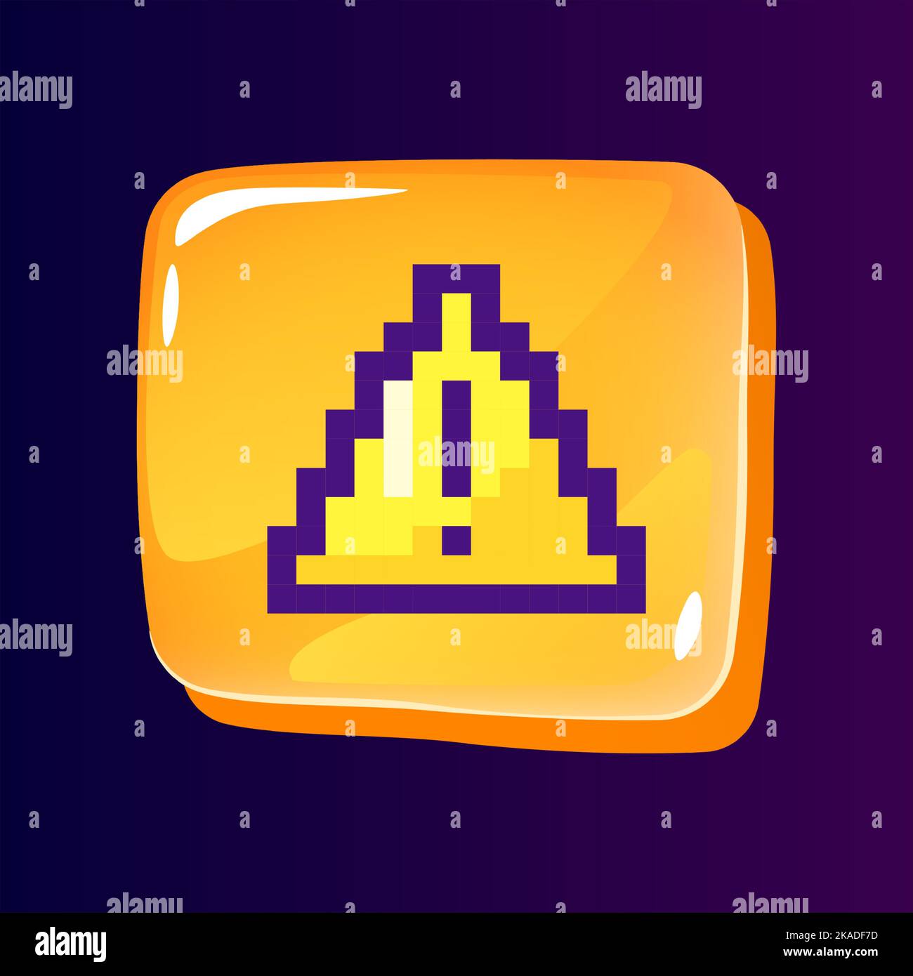 Warning Glossy Ui Button With Pixelated Color Icon Stock Vector Image And Art Alamy