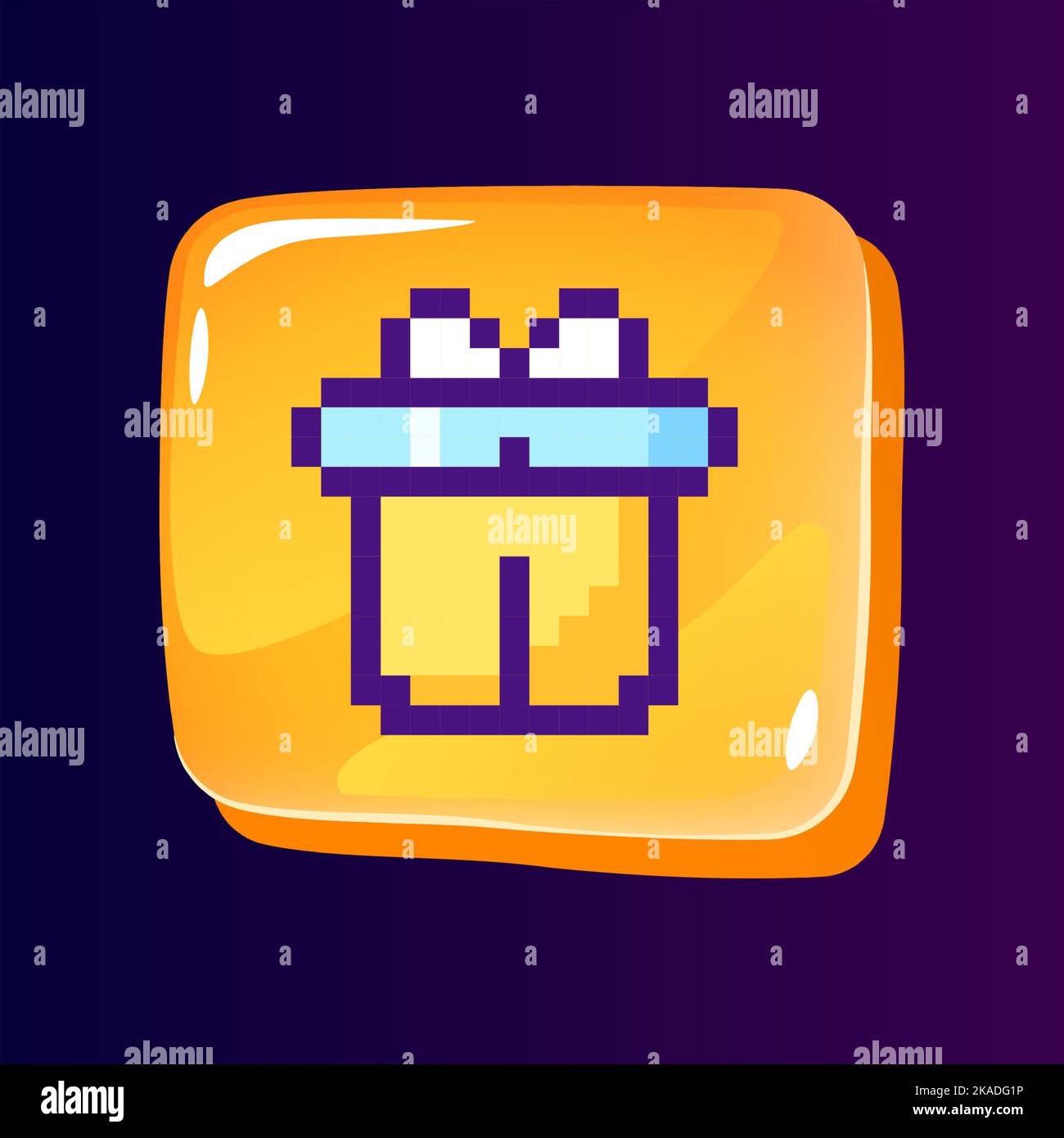 Gift box glossy ui button with pixelated color icon Stock Vector Image ...