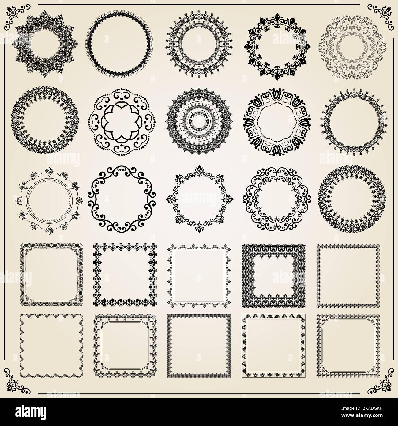 Vintage set of vector elements. Different square elements for ...