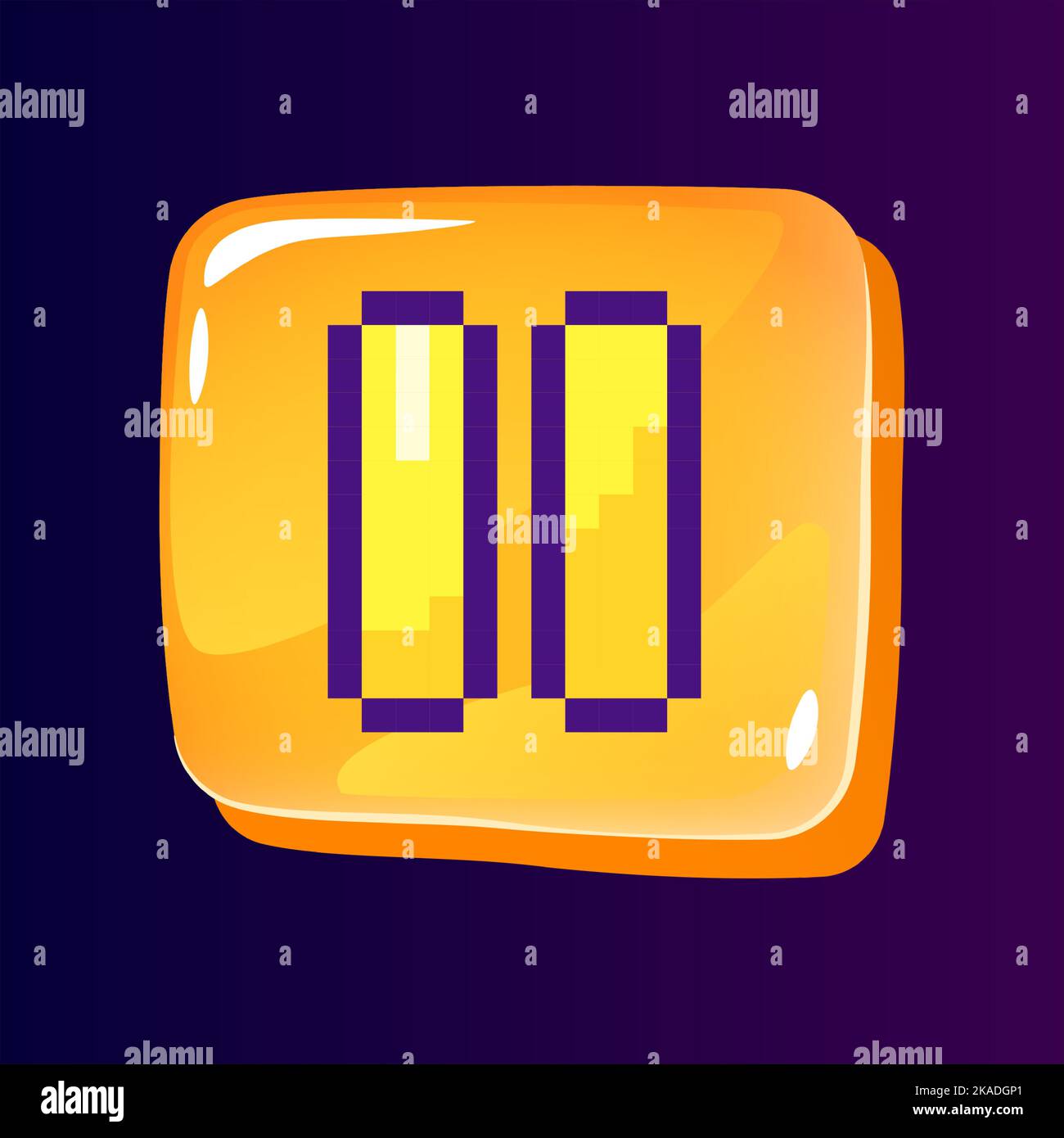 Pause glossy ui button with pixelated color icon Stock Vector Image ...