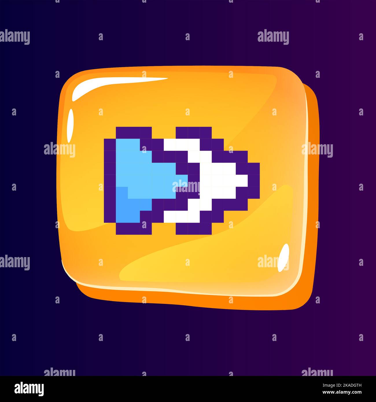 Multimedia control glossy ui button with pixelated color icon Stock Vector Image & Art - Alamy