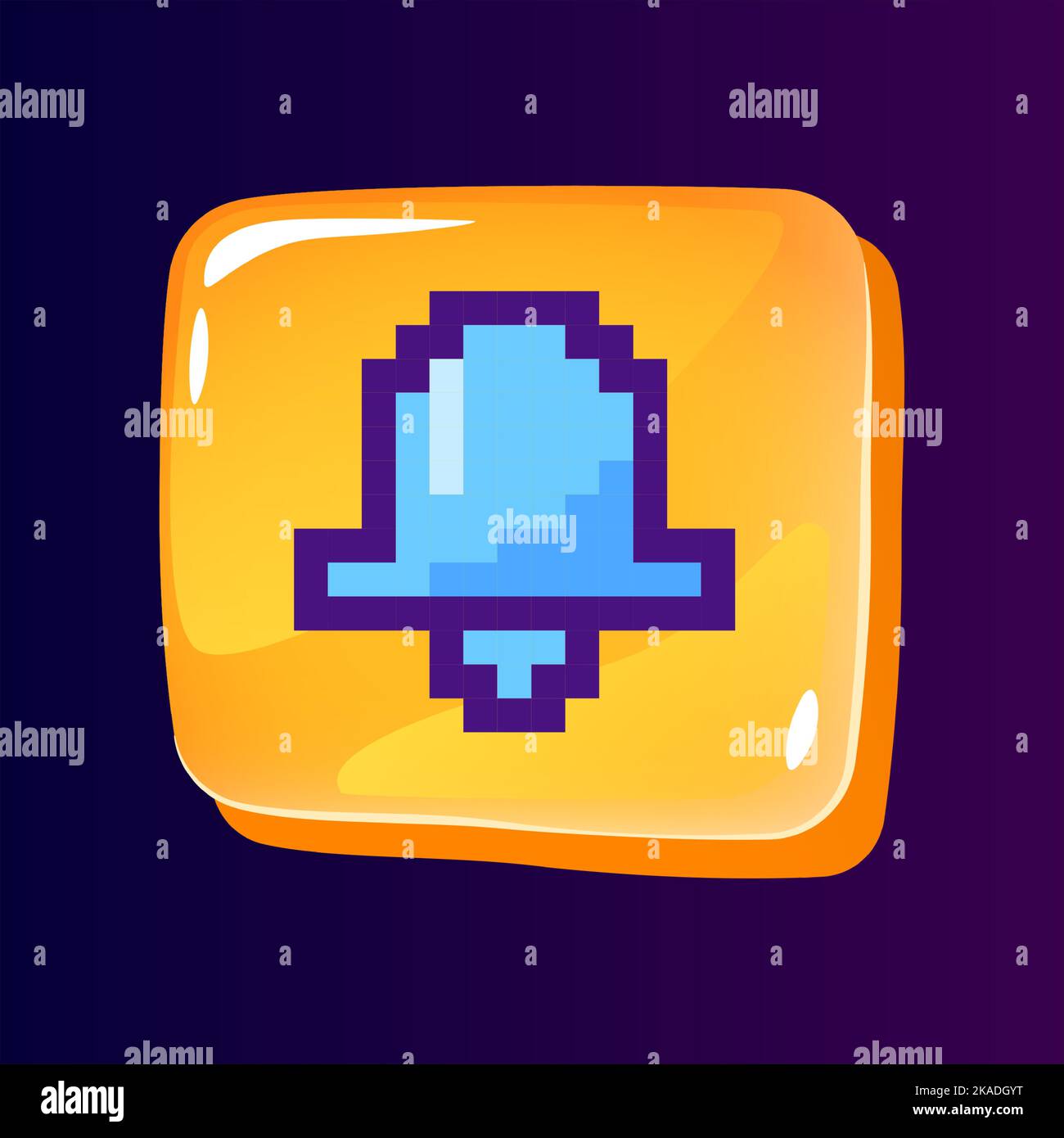 Bell Glossy Ui Button With Pixelated Color Icon Stock Vector Image