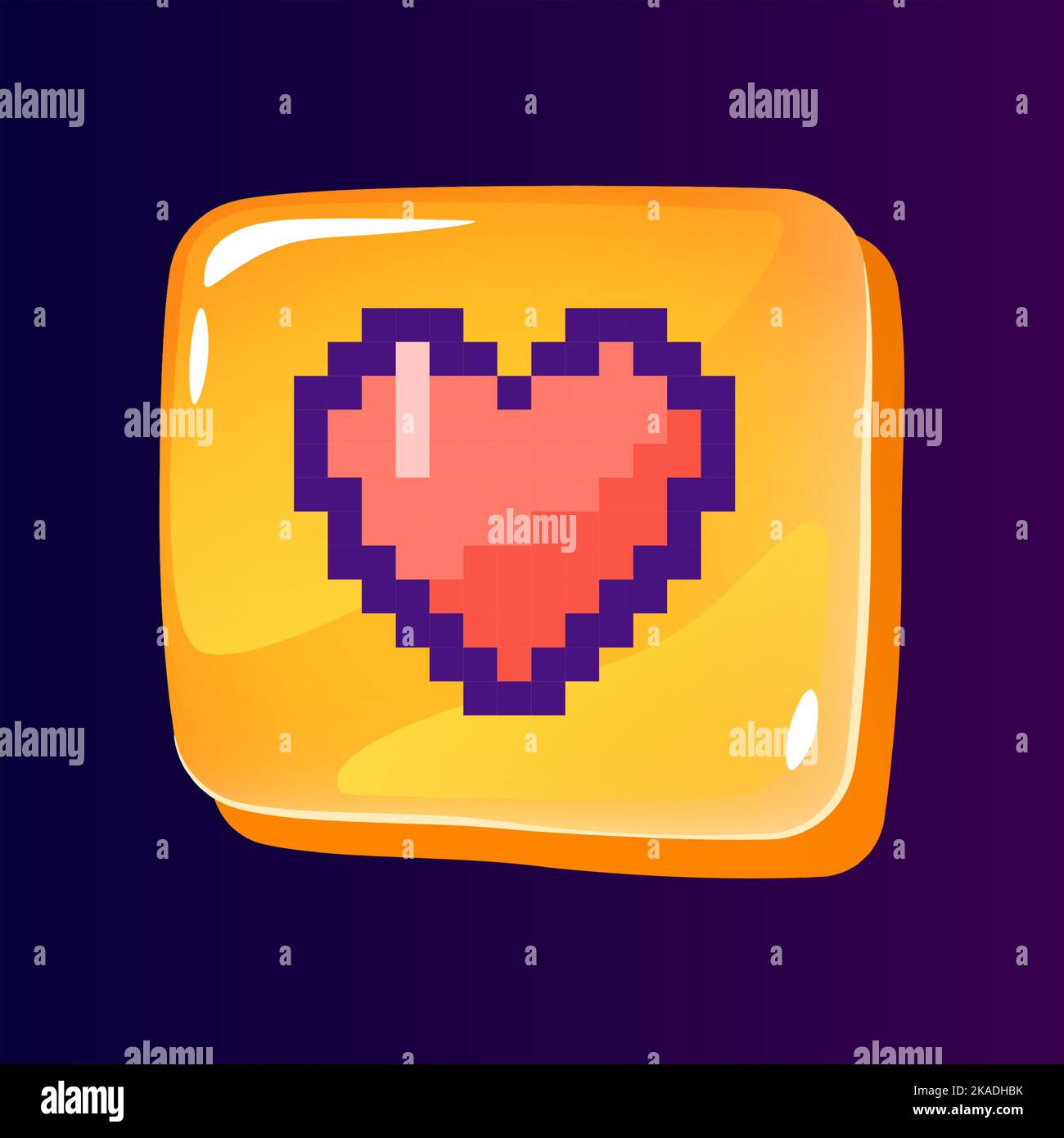 Heart glossy ui button with pixelated color icon Stock Vector Image ...