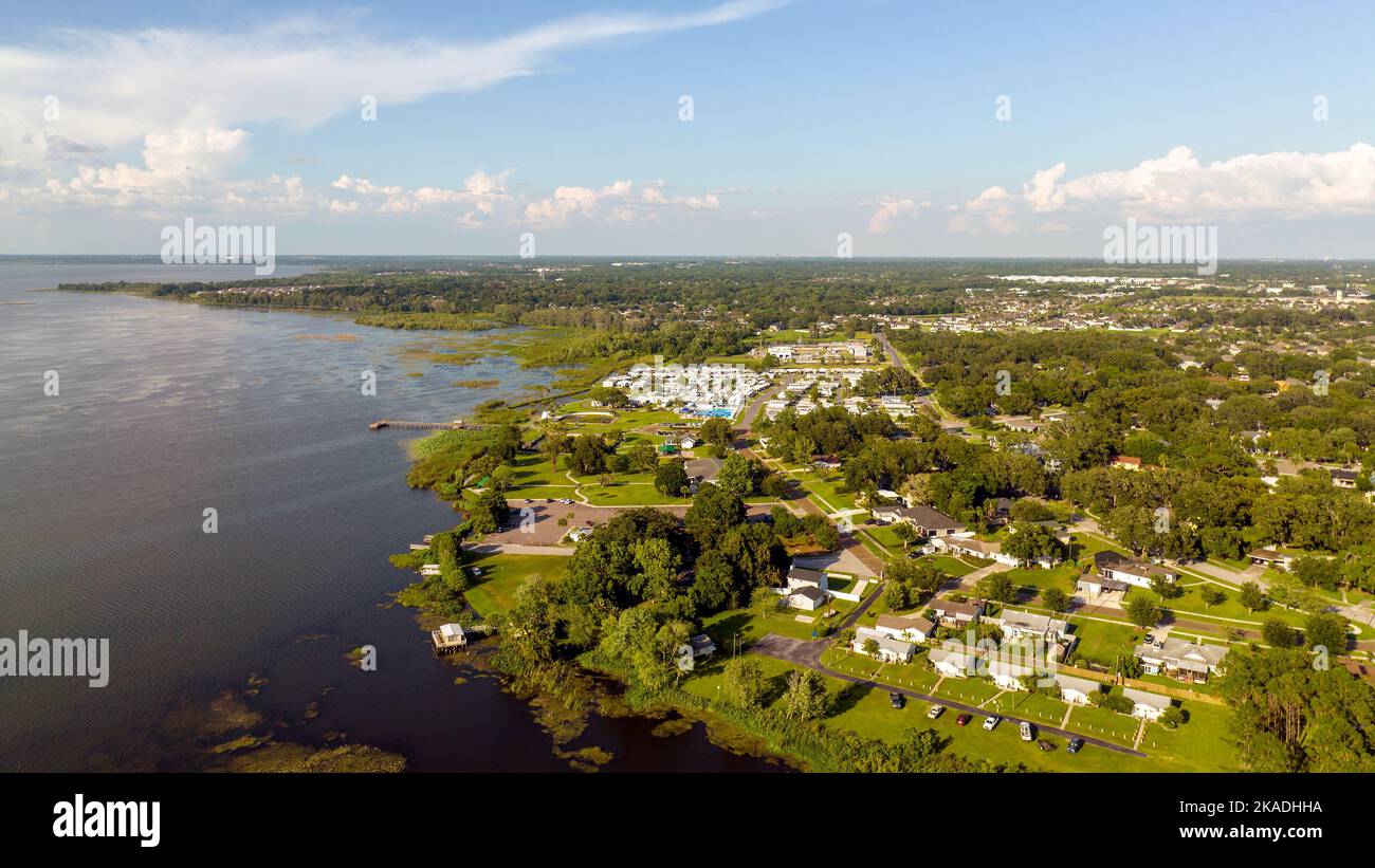 Aerial view of Winter Garden Florida, Lakeview Park, Trailer Park. May ...