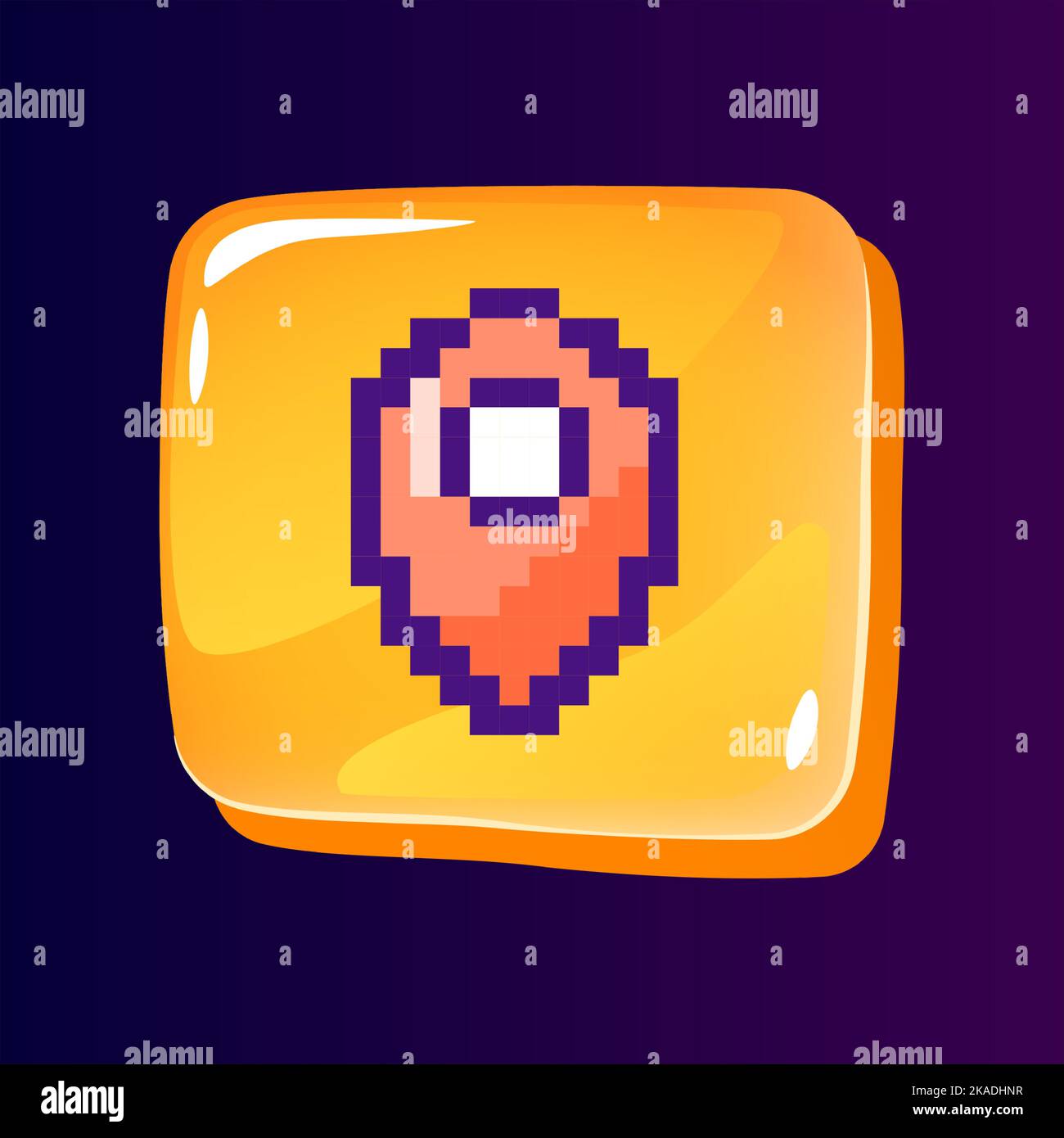 Mark on map glossy ui button with pixelated color icon Stock Vector ...