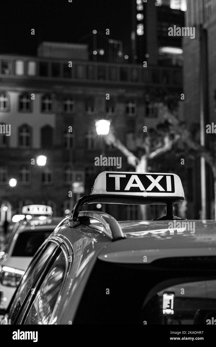 Taxi car in city Black and White Stock Photos & Images - Alamy